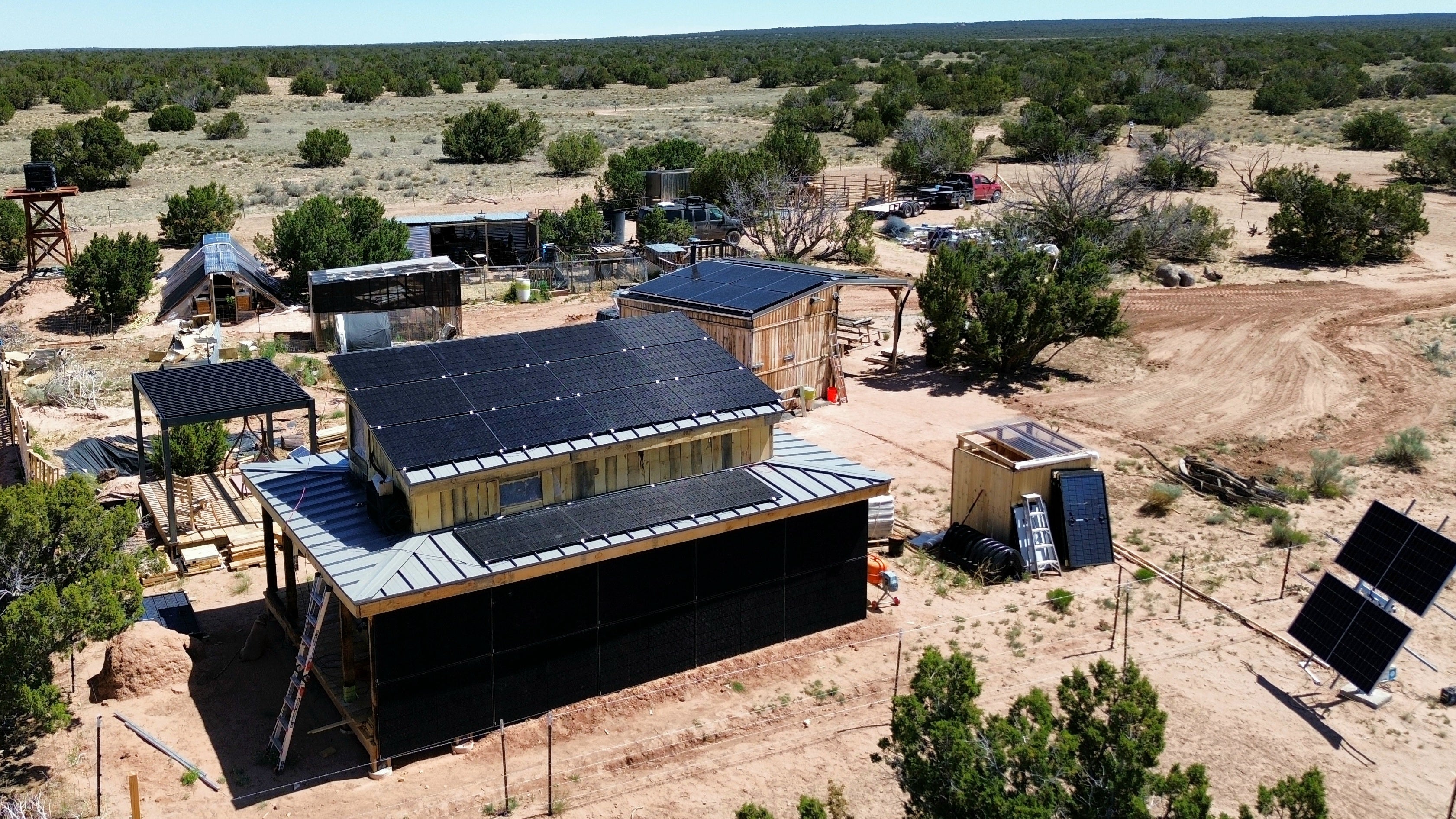 Graded driveway and reservoire on my off grid high desert homestead ...